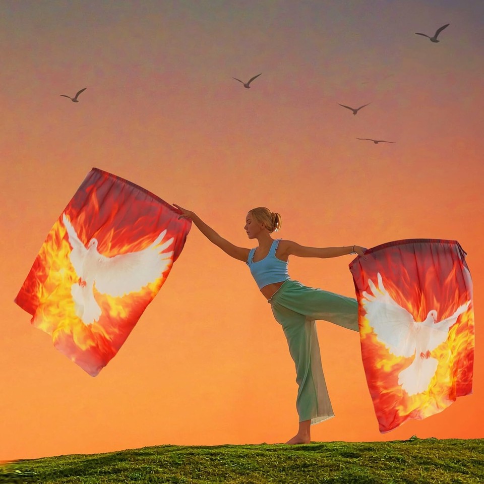 54"x45" Worship Flags for Church Praise Dance Women Art Show Chiffon ...