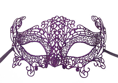 Venetian Lace Mask From Burano-Civet Wolf Carnival- Violet 704 CB3 | eBay