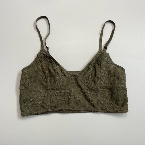 Free People Bralette Corset Crocheted Lace Asian Floral No Padding Olive Green | eBay