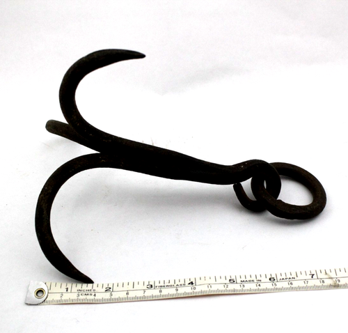 ANTIQUE WROUGHT IRON GRAPPLE, MEAT, BOWSWAINS HOOK HAND FORGED TREBEL ...