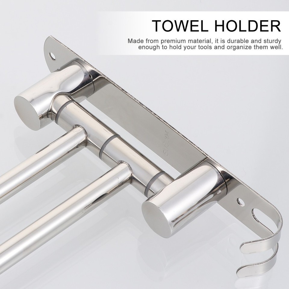 Wall-Mounted Stainless Steel Swivel Bars No Punch Towel Rack Holder ...
