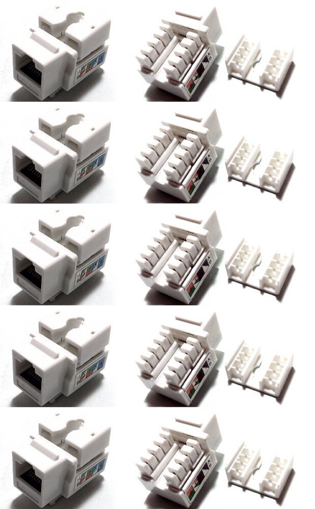 Network Modular Keystone Snap-in Jacks RJ45 CAT6/CAT5e Tool-Less Gold ...