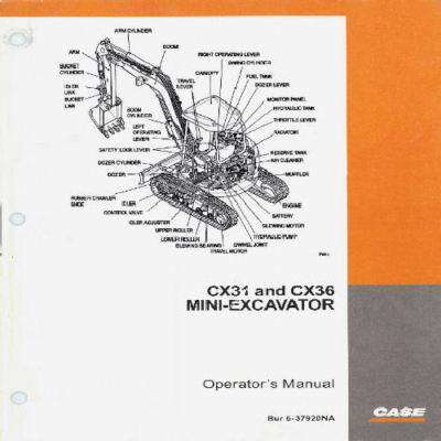Part Number 6-37931 Case CX47 Mini Excavator Operators Owners Operation ...