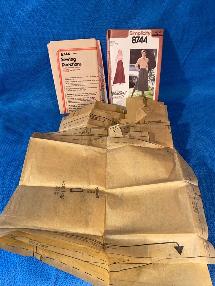 Vintage Simplicity Sewing Pattern 1970s Skirt Size 12 Cut 8744 | eBay