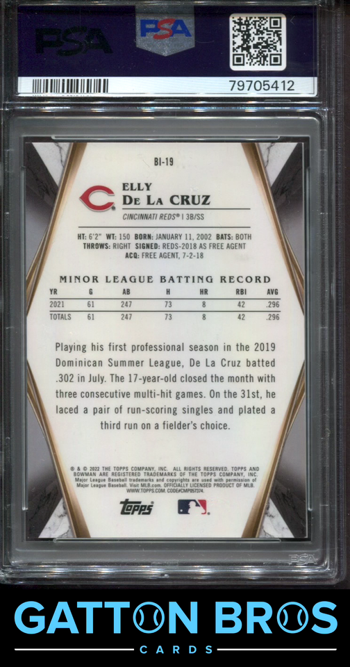 2022 Bowman Draft Bowman Invicta Elly de La Cruz #BI19 PSA 8 NM-MT | eBay