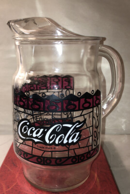 Vintage Coca Cola pitcher Stained Glass Style Coke Enjoy | eBay