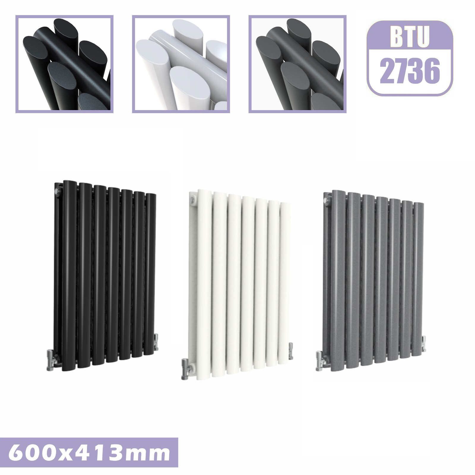 Oval Column Radiator Anthracite White Designer Central Heating ...