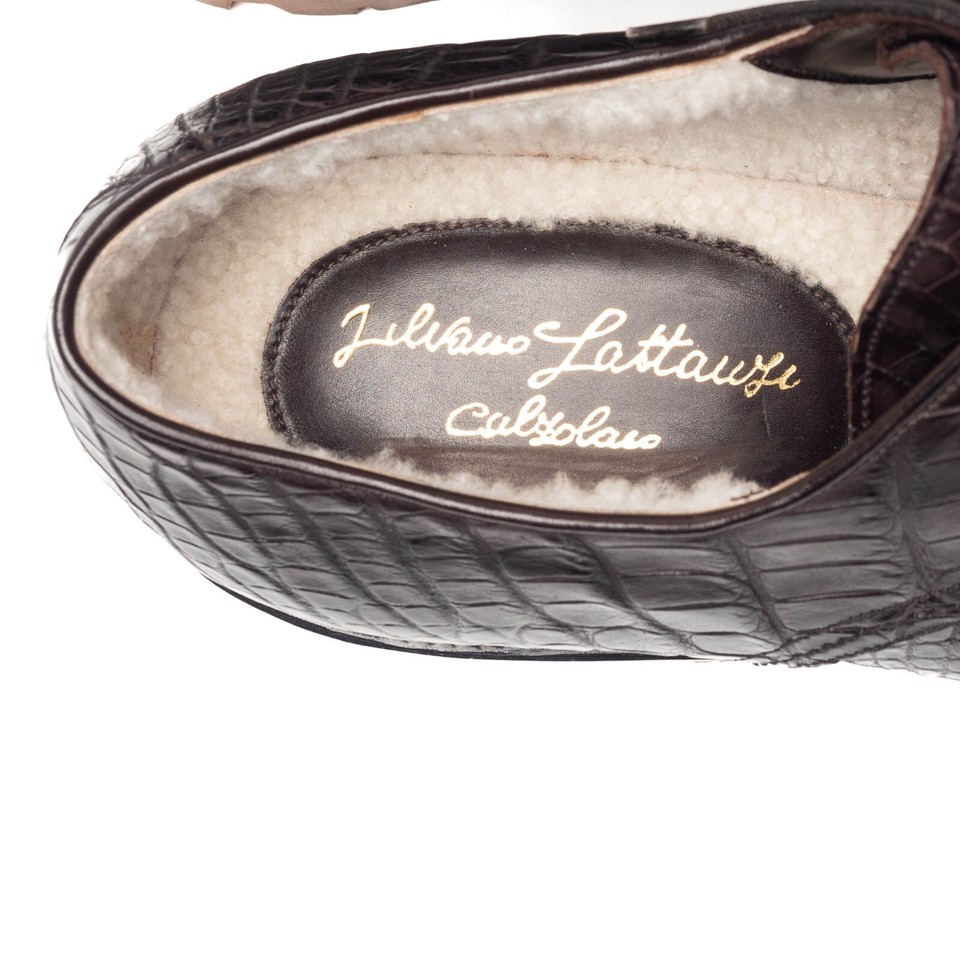 18K$ SILVANO LATTANZI Crocodile Alligator Shoes UK: 10.5 US: 11.5 EU ...