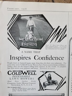 1928 Coldwell Dependable Push Lawn Mower Model L vintage Original ad | eBay