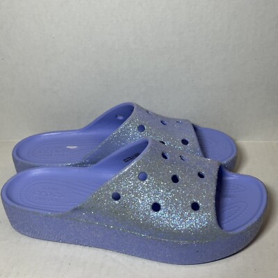 Crocs Women's Platform Slides Sandals Size 10 Purple Glitter Worn 1x | eBay