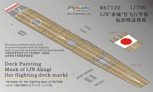 Rainbow 1/700 Deck Painting Mask of IJN Akagi (for flighting deck mark ...