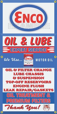 ENCO LUBE OIL CHANGE GAS SERVICE STATION OLD SIGN REMAKE BANNER SIZE ...