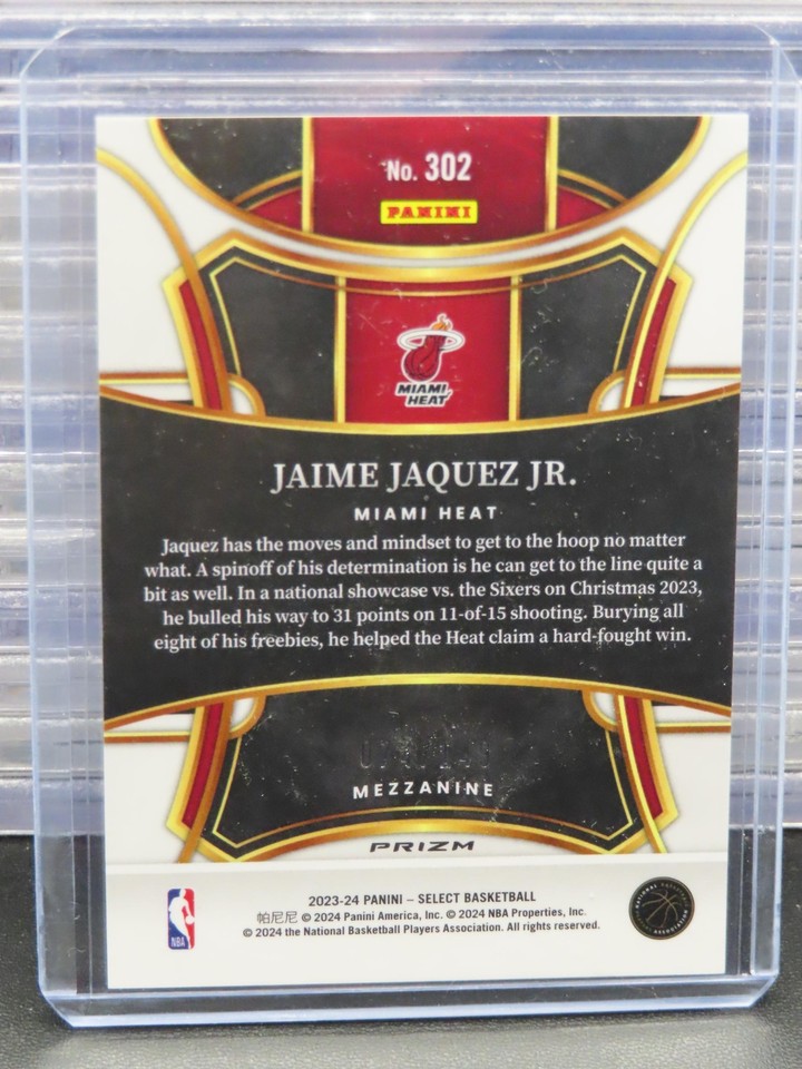 2023-24 Select Jaime Jaquez Jr Mezzanine White Prizm Rookie Card RC ...