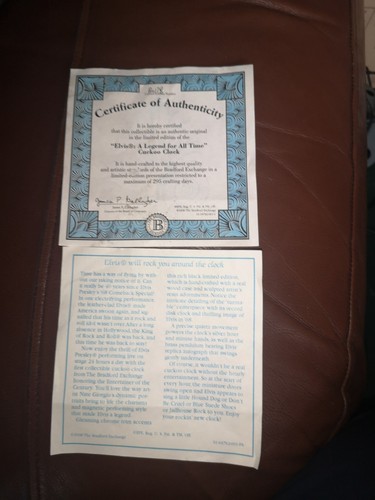 ELVIS PRESLEY LIMITED EDITION CUCKOO CLOCK PLAYS 4 DIFFERENT ELVIS ...