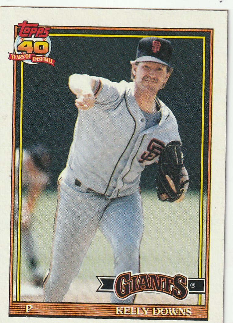 FREE SHIPPING-MINT-1991 Topps Kelly Downs #733 GIANTS-40 YEARS OF ...