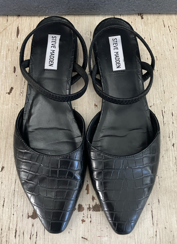 Steve Madden Womens Sz 10 Daid Mule Black Leather Alligator Pattern Low ...