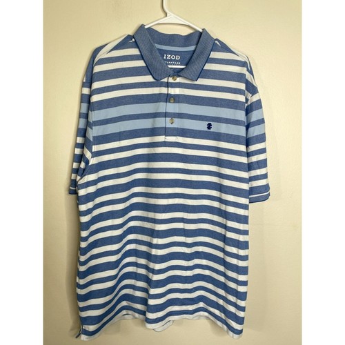 Izod The Advantage Mens Polo SHIRT Stretch Stripe Blue/White Size 2XLT ...