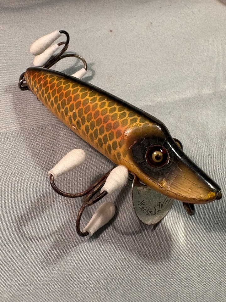 Vintage Early Wood Heddon Dowagiac Rare Baby Vamp Glass Eyes Tuff Color ...