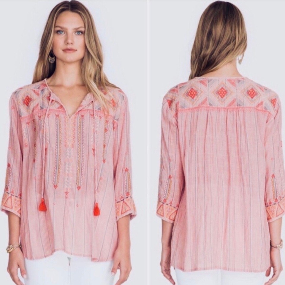 Johnny Was Workshop Thora Nomad Embroidered Blouse Top XS | eBay