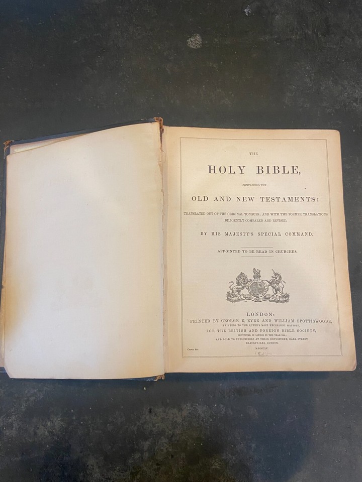 Authentic 1850's Leather-Bound Pulpit Edition Holy Bible Must-Have ...