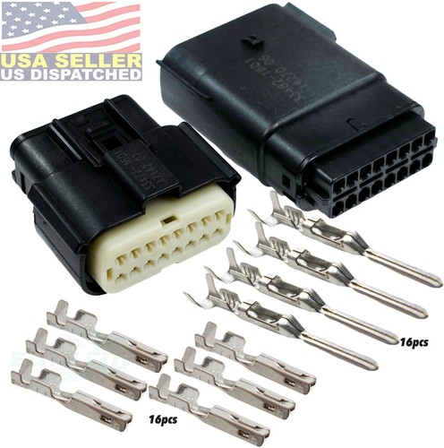 Molex 16 Pin Wire Connector, Harley BLACK Waterproof, Sealed Kit, MX150 ...
