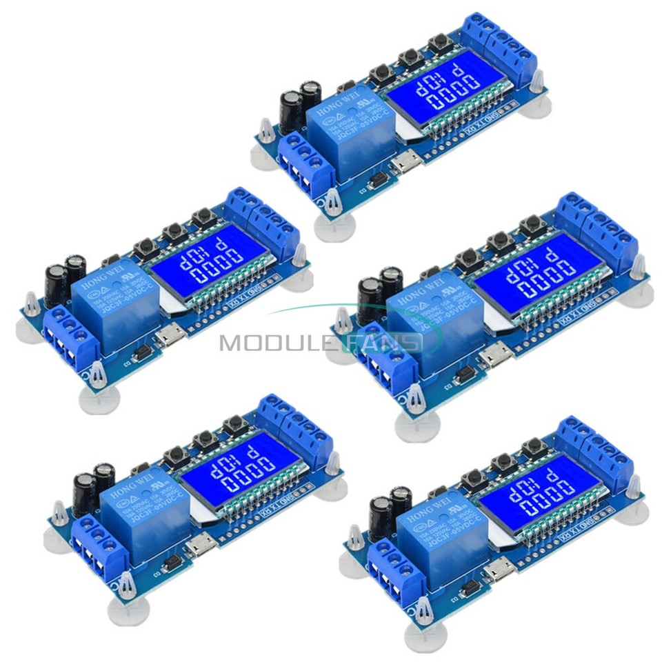 5PCS 6-30V Micro USB Relay Module Delay Trigger Cycle Timer Circuit LCD ...
