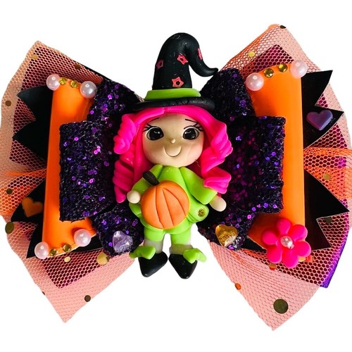 HALLOWEEN WITCH HAIR BOW for Girls 4 Inch Handmade New | eBay