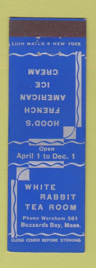 Matchbook Cover - White Rabbit Tea Room Buzzards Bay MA | eBay