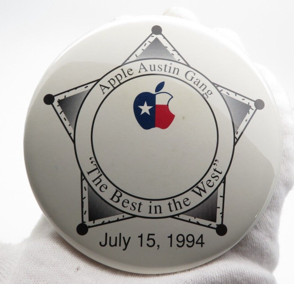 Vintage Apple Computer Pin Back Button, Apple Austin (Texas) Gang 1994 ...