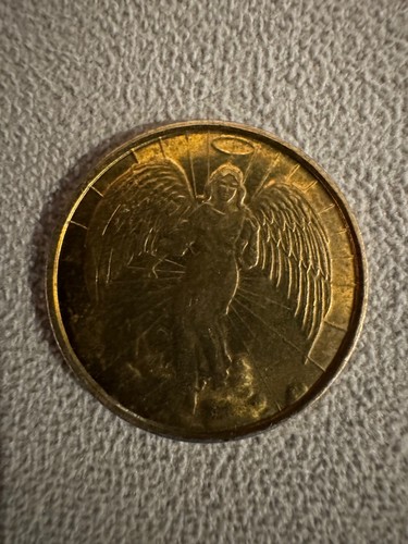 Vintage Gold Tone Guardian Angel Religious Prayer Coin / Medallion ...