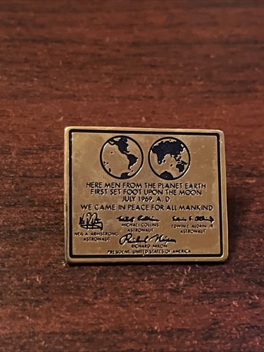 Apollo 11 Moon Landing Plaque Sign Space Shuttle NASA Lapel Hat Pin | eBay