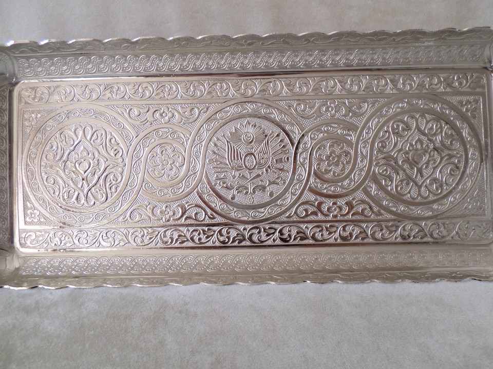 Authentic Turkish Coffee Tea Zamak Serving Tray Copper Handmade Ottoman ...
