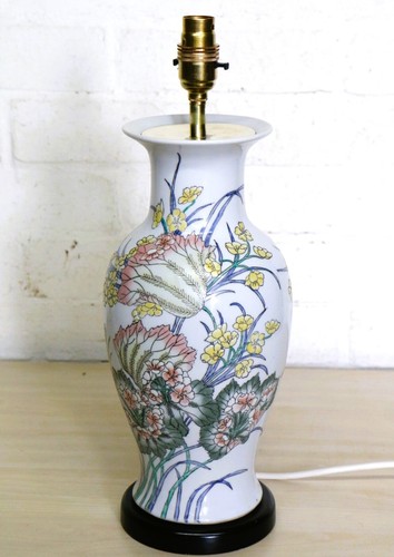 Vintage Table Lamp Carlos Remes Asian Floral Oriental Chinese Ceramic ...