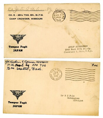 COVERS TWO MILITARY MAIL WWII FREE FRANKS | eBay