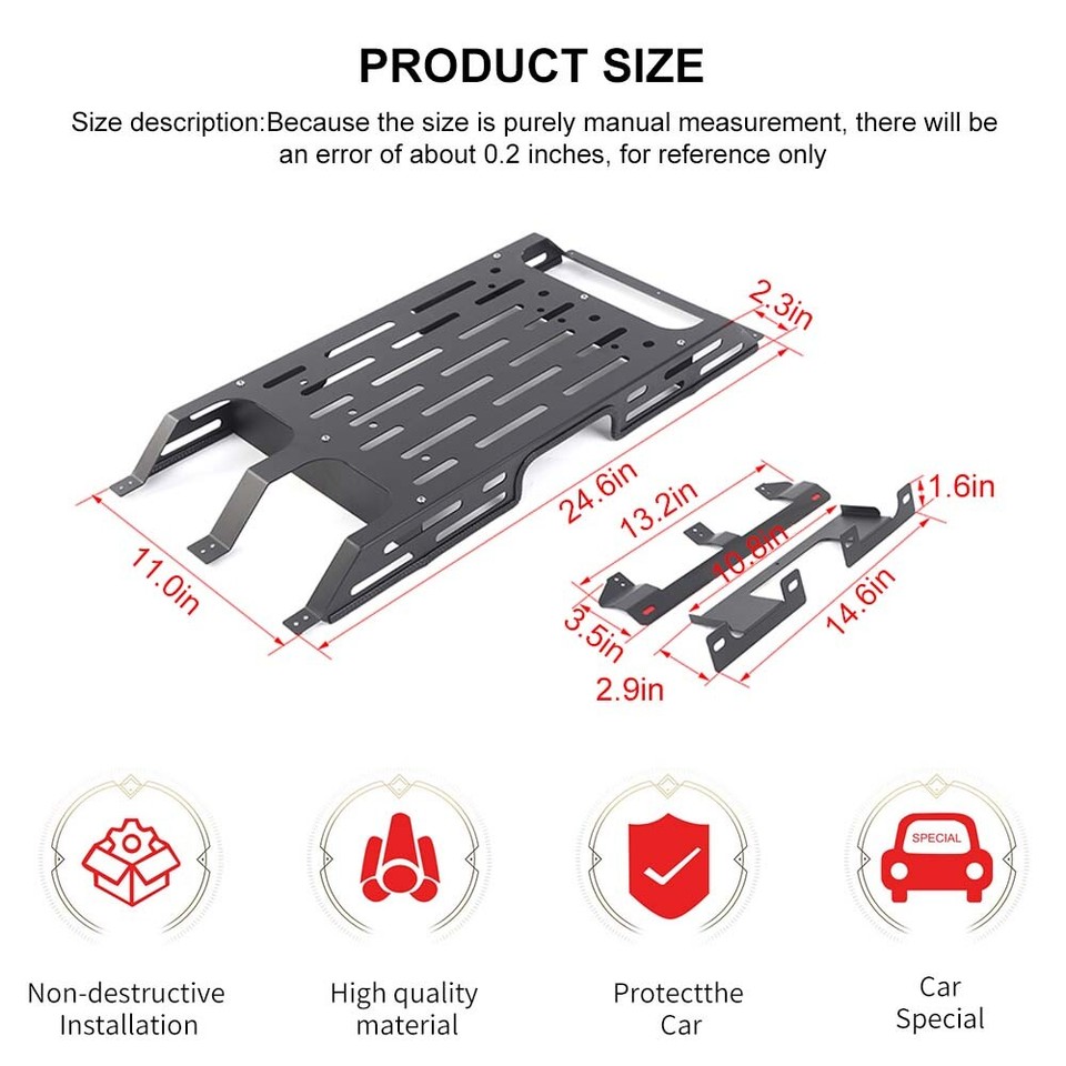 Roof Top Rack Molle Storage Racks Luggage Panel for Jeep Wrangler JL JT ...