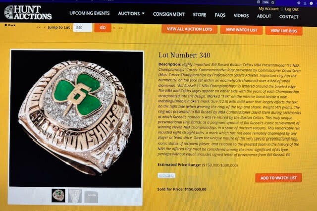 11 In A Row Bill Russell Rings NBA Photographer Nat Butler Claims Bill