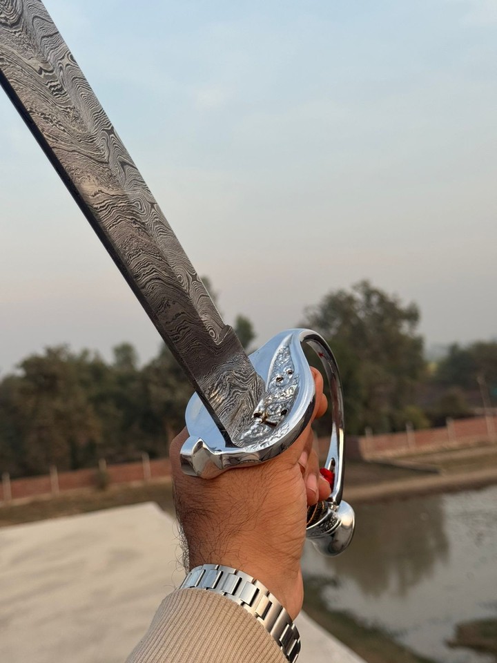 Beautiful handmade Damascus steel viking sword, Master cutlass sword ...