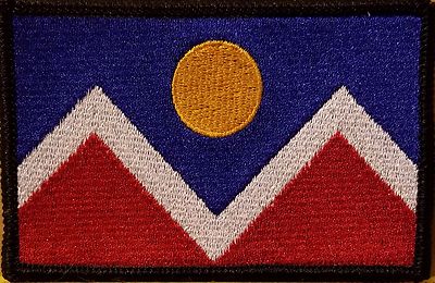 DENVER COLORADO Flag Patch With Hook Adhesive Fastener Emblem Black ...