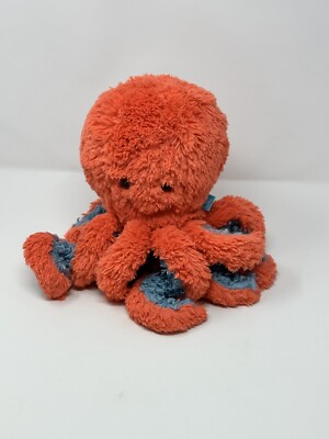 Manhattan Toys Orange & Gray OCTOPUS 12” Plush Stuffed Beans Animal Toy ...