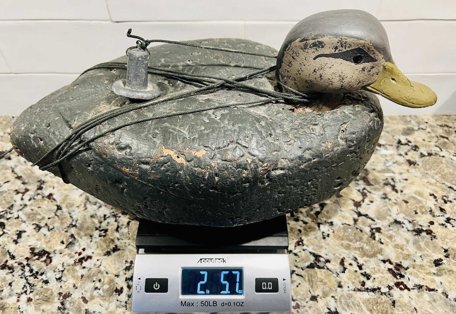 Vintage Cork Body Duck Decoy, Carved Hardwood Head, 15” Long, Lead ...