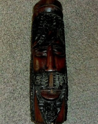 VINTAGE HAND CARVED WOOD LOG TRIBAL ART AFRICAN TRIBAL WARRIOR FACE | eBay
