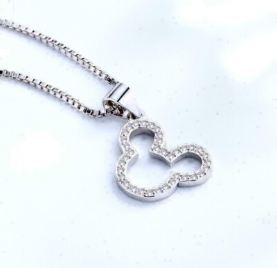 2 Ct Round Simulated Diamond Pretty Mickey Mouse Pendant 14K White Gold ...