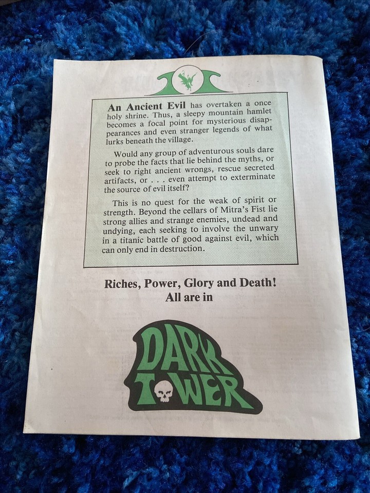 Judges Guild 1980 1st Edition Dark Tower Dungeons & Dragons Module ...