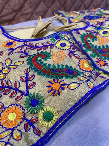 Women's ReadyMade Silk Saree / Sari Blouse Thread Mirror Work Designer ...