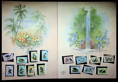Mint Stamps of The World MONTSERRAT BIRDS 2 Large Cards w/15 Stamps MNH ...