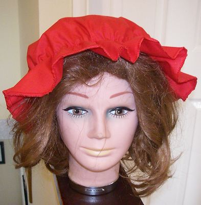 Victorian RED Mob Maid Mop Cap Fancy Dress Hat Accessory One Size Tudor ...