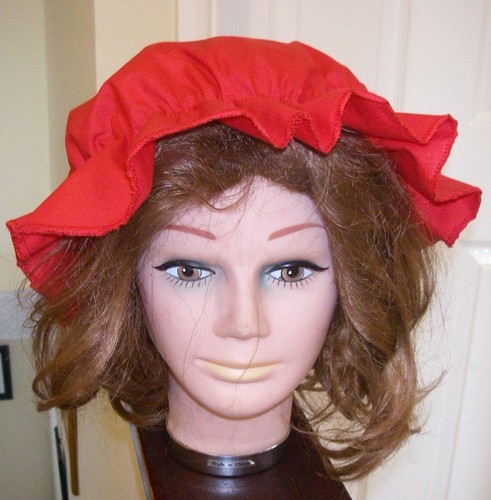 Victorian RED Mob Maid Mop Cap Fancy Dress Hat Accessory One Size Tudor ...