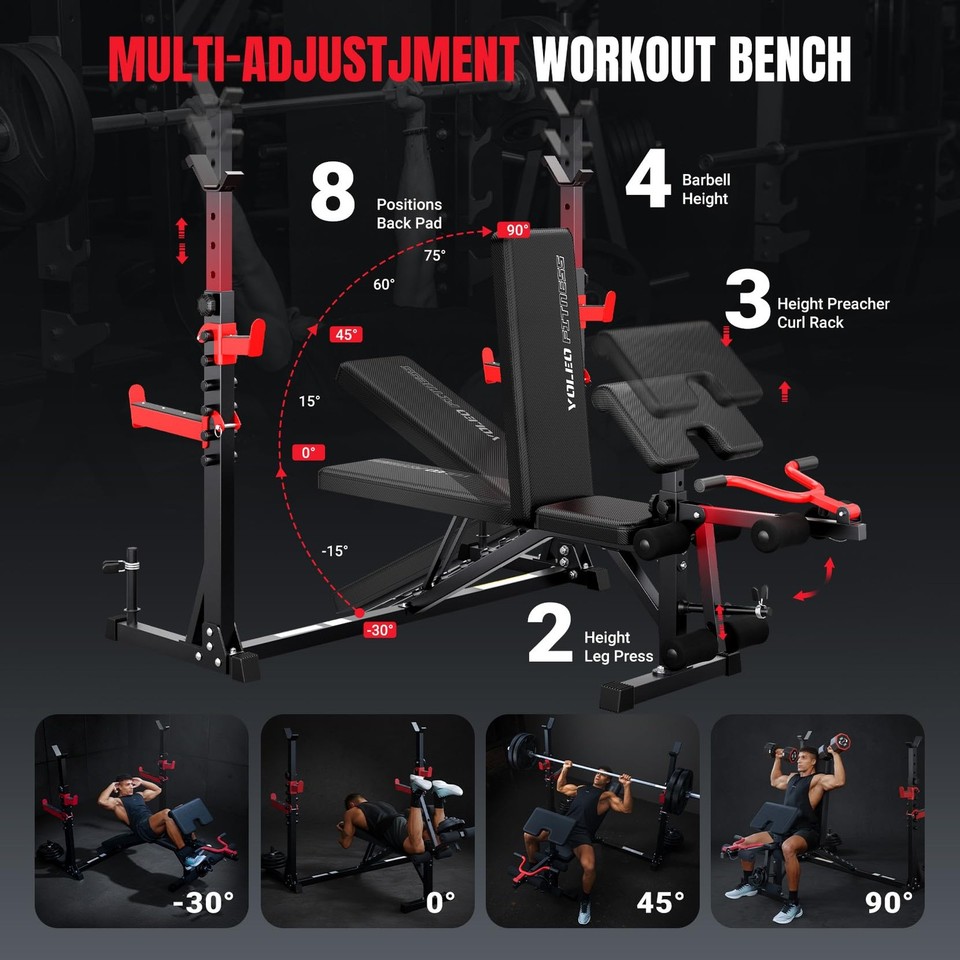 880LBS Weight Bench with Rack - Bench Press Set, Leg Extension | eBay