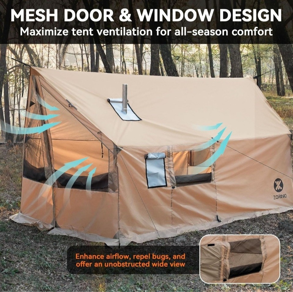 Lightweight Hot Tent with Stove Jack, NO POLES, 2 Persons Camping Tent ...