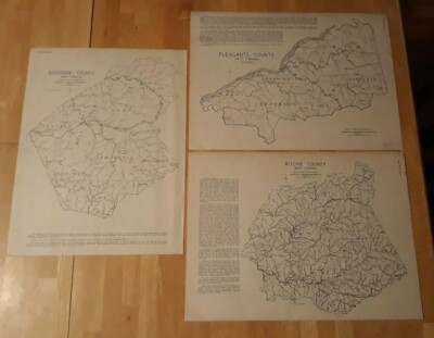 Lot of 3 Antique 1933 West Virginia County Maps Doddridge Pleasants ...